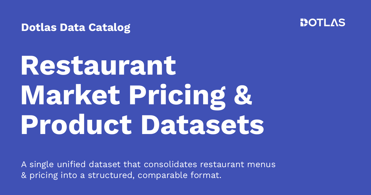 Restaurant Market Pricing & Product Datasets - Dotlas Data Catalog